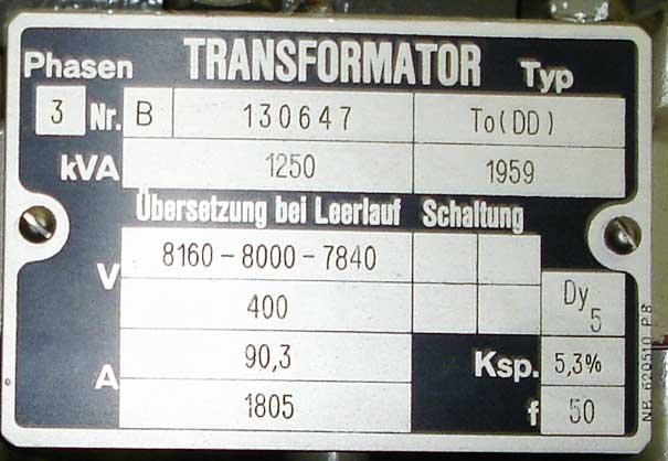 Transformator Typenschild | Leistungstransformatoren Tabelle – WNYI